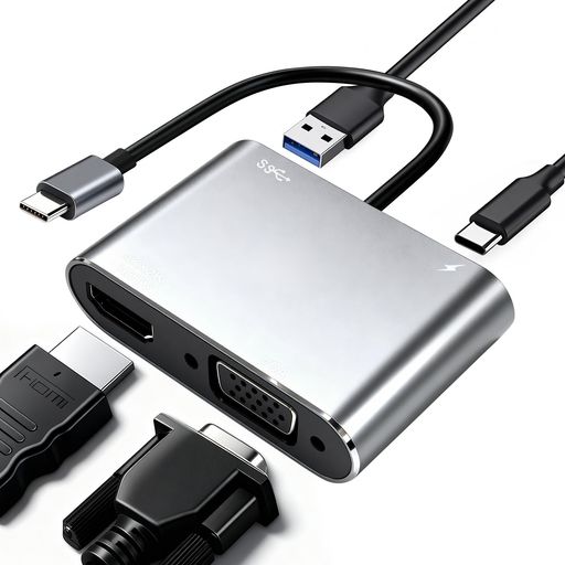 【4-in-1 多機能拡張ハブ】 4K対応HDMI、VGA、高速USB 3.0、そしてPD充電ポートを搭載した多機能ドッキングステーションです。これ1台で、デスク周りの拡張性が大幅に向上。複数の周辺機器を一度に接続しても、遅延のない安定した...