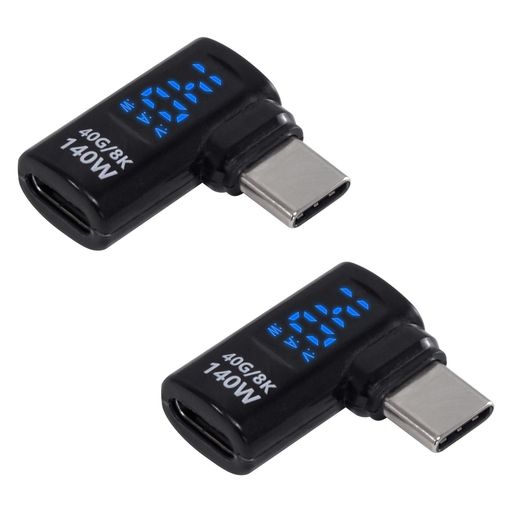 【L字 USB-C変換アダプタ】USB Type C 変換アダプタは透明ケースとPC材質を採用し、スマートデジタルチップを内蔵し、電流、電圧、電力をリアルタイムで表示する。 色:黒 【LEDデジタルディスプレイ表示】L字 USB C 延長ア...