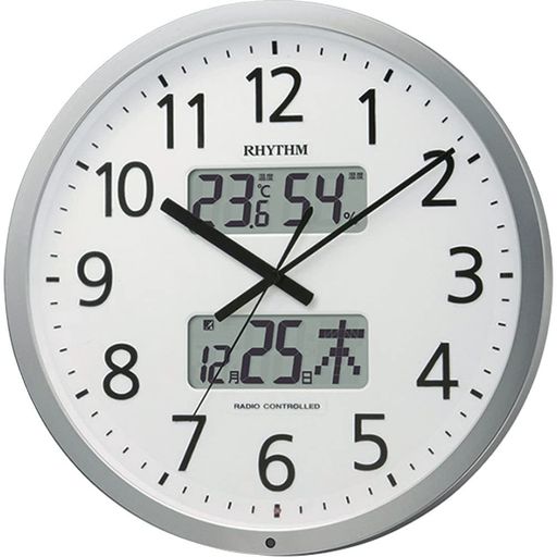 サイズ:ф38.0x5.7cm、質量:1.6kg 使用電源:アルカリ単2形x2本(別売) 秒針:ステップ秒針 (暗所自動停止機能付き) ムーブメント:電波時計 プログラムチャイム(1日最大24回)と 数取り(毎正時)の切替式。(チャイム音:...
