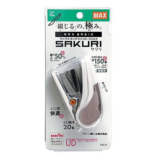 サクリと軽とじ約50%! 針150本装着済。 予備針収納100本! いざというとき針に困りません! 【本体サイズ】H55xW26xD80mm 【重量】85g(針150本収納時) 【最大とじ枚数】20枚 【とじ奥行】26mm(最大) 【使用針...