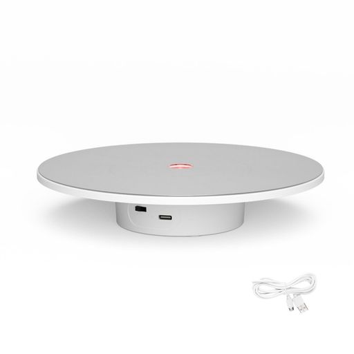 【鏡面ターンテーブル】電動ターンテーブルの上部を鏡に見立てたデザイン、本体色は白色。高品質のABS素材で、省エネ、低ノイズ。中心負荷容量:5KG以内。USB充電式、USBケーブルを付け、電源を差し込んで直接使用でき、または充電もできます、満...