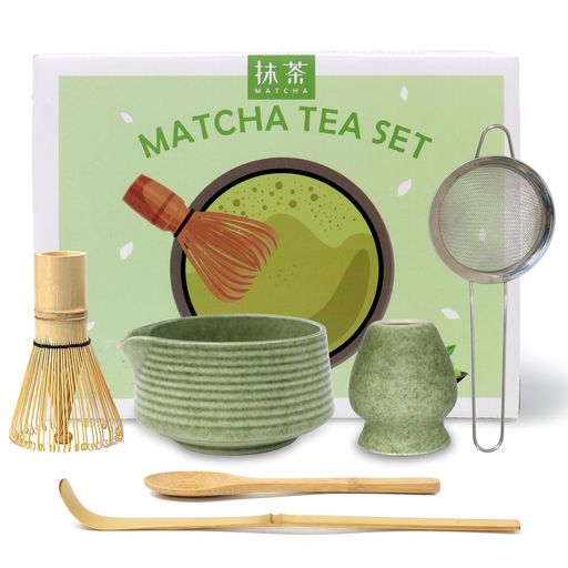 【プロの6点抹茶セット——簡単に本格的な日本の抹茶を作ることができます】:茶道具セットには厚手の陶器の抹茶茶碗、大きな竹の茶筅、茶杓、茶筅立、抹茶スプーン、ステンレスの茶漉しが入っています。特に抹茶初心者がプロの淹れ方を素早く習得し、本格的...