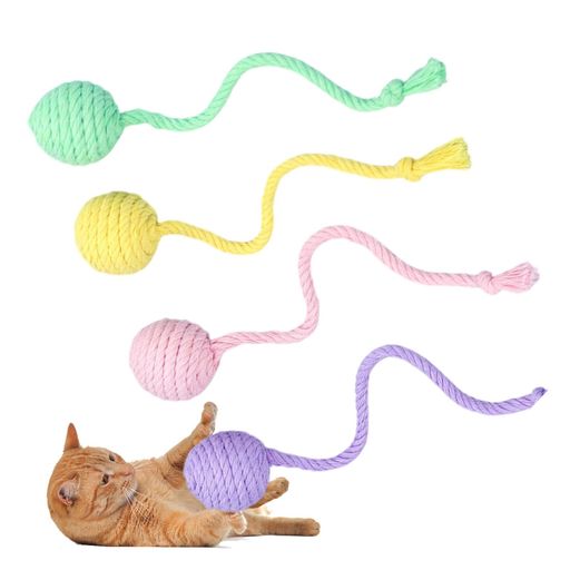 ◆長尾付きデザイン◆​ボールに付いた長い紐の尾が特徴で、猫が前足でパンチしたり引っ張ったりする遊びを自然に引き出します。紐はしっかりと編み込まれており、猫が噛んでもほどけにくい耐久性を備えています。引っ張り遊びで猫の筋力を使った運動ができま...