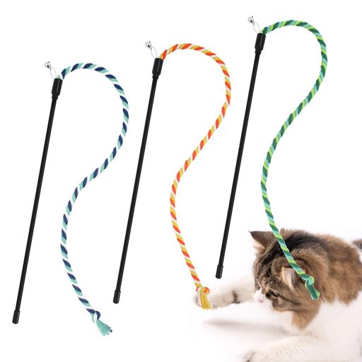 行動 猫じゃらし:3個セット、竿長さが32cm、綿紐長さが45cm、良いバランスで使いやすいです。 鈴付き:このおもちゃは鈴が付きるため、じゃれると音がして猫の興味を引きやすくなっています。そうすると、猫は気が狂ったように追いかけます スト...