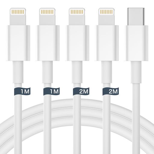 【2025新版&amp;MFI認証済】弊社のUSB C - iPhone充電ケーブルはMFi認証を取得し、充電保護システムより、過充電、過放電、過熱またはショートによる損害を避け、お使いの設備の安全をしっかり守ります。1M/2M 各2本、お...