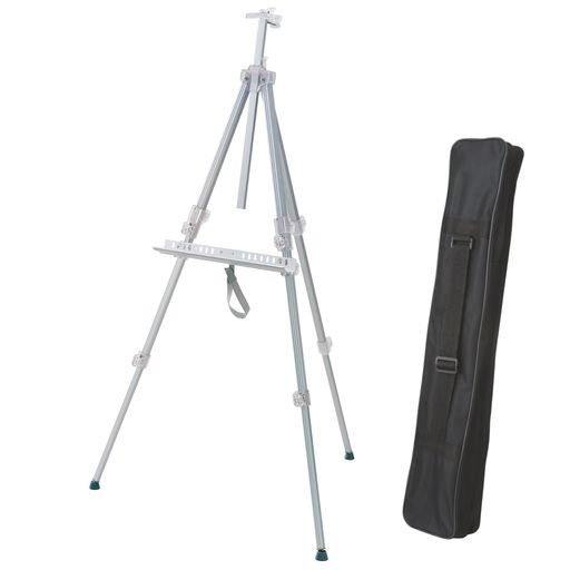 仕様:B1サイズのボード(1030x728mm)も展示可能。提示可能ボード厚み40mmまで 素材:本体=アルミ,ジョイント部分=ポリカーボネイト,すべり止め=ゴム,開脚防止バンド=ナイロン