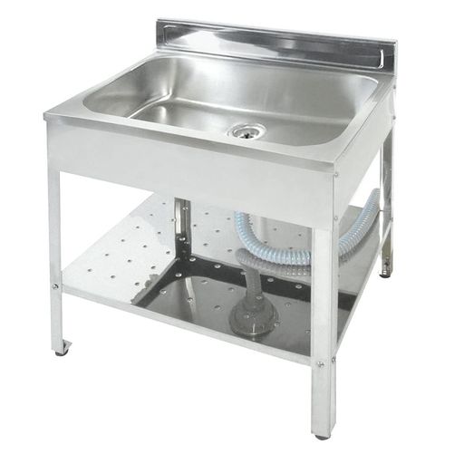 サイズ(約):600x550x780mm 重量(約):7kg 幅:60cm 材質:本体・棚板:SUS430 パッキン:合成ゴム アジャスターネジ部:スチール アジャスター皿部:ポリエチレン 排水栓:ABS樹脂 ホース:塩化ビニール(80cm...
