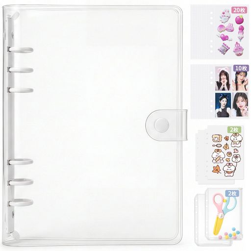 ✅【推し活マルチ収納できるA5バインダー】セット内容(4種リフィル合計24枚付):(1)A5バインダー(ファイル)1個(2)単面4ポケットリフィル10枚(片面4ポケット)(3)単面1ポケットリフィルx10枚(4)シール専用台紙(下敷き)x2...