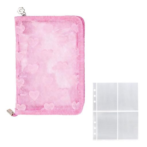 トレカストレージ 上質なロマンチックデザイン:半透明ハートレースカバーが幻想的な雰囲気を演出。PVC素材とチュールレースの組み合わせで、可愛らしさとエレガンスを両立した耐久性の高いデザインです。 安全で実用的な収納機能:金属ファスナーで内容...