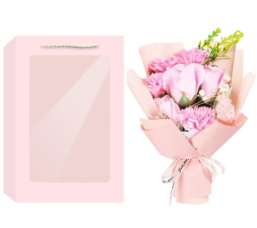 「商品仕様」:素材:ソープ、サイズ:28*18*9cm、ギフトバッグ入りソープフラワー造花ブーケ 「優れた材質」:ソープフラワーのため、石鹸の香りがほんのりと漂い、視覚と嗅覚の両方で楽しむことができます。さらに、すでにラッピングされているた...
