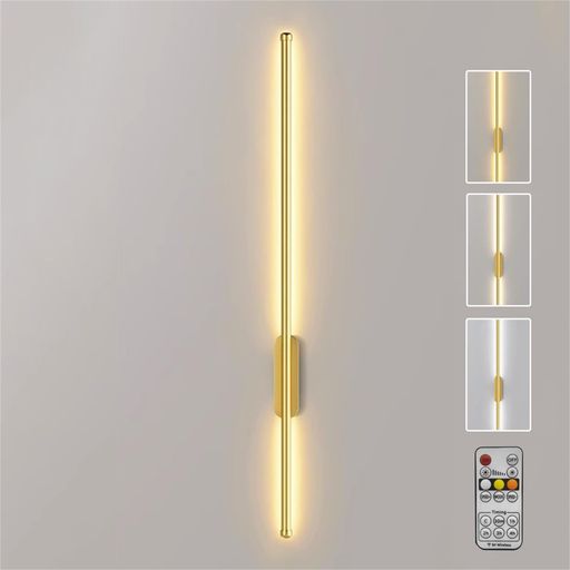 【製品仕様】サイズ:60*4.5*2.5CM。材質:アルミアクリル。色:金色ブラック。電球タイプ:LED(電球が含まれています)。光源タイプ:3つの色温度。バッテリ容量:1800mAh。操作方法:リモコン操作。消費電力:11W。低消費電力、...
