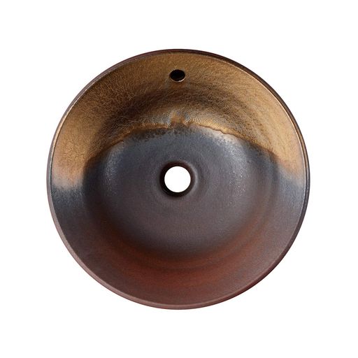 信楽焼の手洗い鉢。(オーバーフロー) 直径330mm、柄:茜。