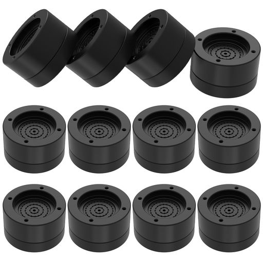 【仕様】色:ブラック高さ:4CM(2.5+1.5CM)内径:4.7CM直径:7CM12点セット重ねるだけで使え、簡単に高さを調整できる!3段重ねると9cmの高さができます。耐加重:300KG(4個使用時) 【掃除しやすい・傷防止】洗濯機の下...
