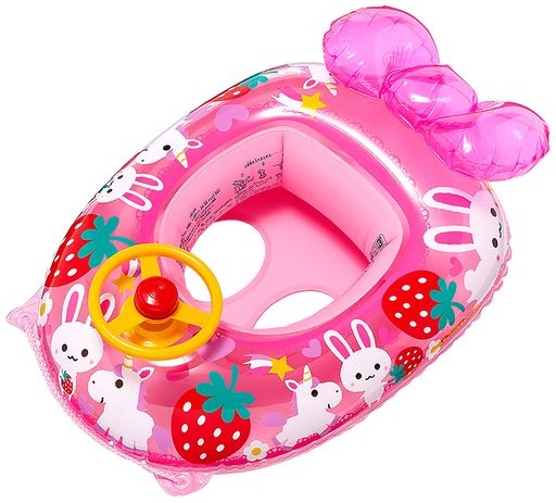 対象年齢:1.5歳~3歳未満 サイズ:75x60cm ロープ付き 乳幼児のお子様が水に落ち込まないよう浮輪の内側に座が付いたタイプの浮具です。ハンドル付きのボートタイプ。 膨らましサイズ:約66x52x30(背)cm