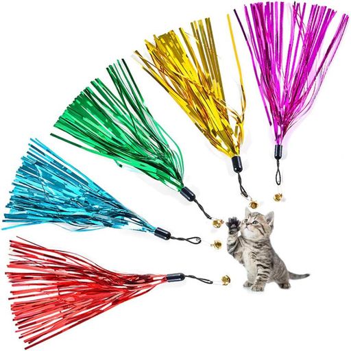 お買い得5点セット:付け替え用ランダムカラー、たくさん遊べますので猫ちゃんは飽きません。柔らかくて猫の爪に引っかからないので、安心にご利用いただけます。 材質:耐久性のあるで作られており、肌触りは良いです。色は鮮やかで、釣竿で振ると、鈴が鳴...