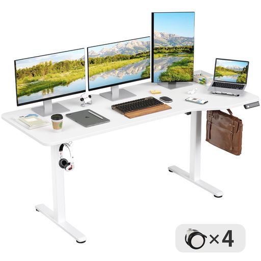 【5万回の耐久性試験済み!長く使える電動昇降デスク】商品構成:脚+天板;天板:160cm*70cm;昇降範囲:71-119cm;昇降速度:18mm/s;耐荷重:90kg;材質:天板部/パーティクルボード+PVC、脚フレーム/スチール 【立ち...