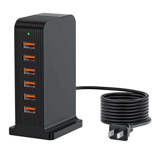 【USB充電器】USB6ポート充電器の設計で、同時に6台のUSBデバイスの充電に対応します。USB充電器は「SmartUSBSystem」出力自働判別机能を搭載し、適切な電流を自働でマッチングし、1ポートあたり最大2.4A、合計10Aを出力...