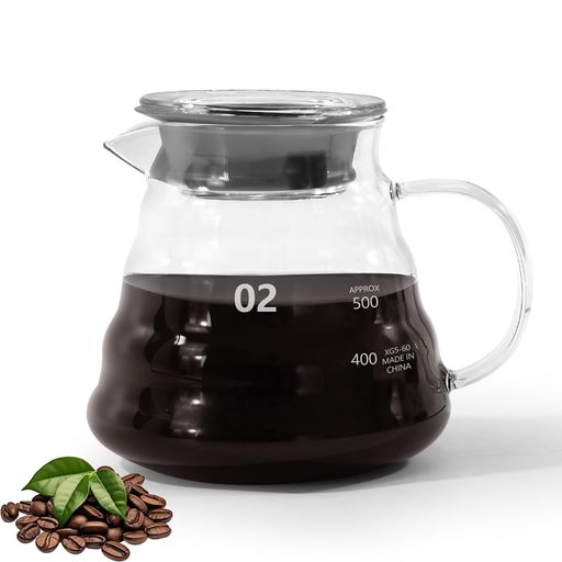 アイスコーヒー 【高品質】このコーヒーカラフェは高ホウケイ酸ガラスで作られており、耐久性があり信頼性があります。ガラス製のコーヒーマグは耐熱性があり、傷がつきにくいです。手淹れコーヒーの楽しさを体験するのに最適です。 【エレガントなデザイン...