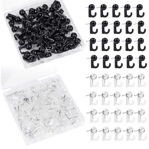 【入り数】100個入り白・黒各50個 【材質】プラスチック+鉄。 【跡が残らな】ピンフックの針は非常に細く設計されており、引き抜いた後も小さな針穴しか残りません。壁へのダメージを最小限に抑えます、賃貸でも安心です。装飾ピンは工具を使わずに手...