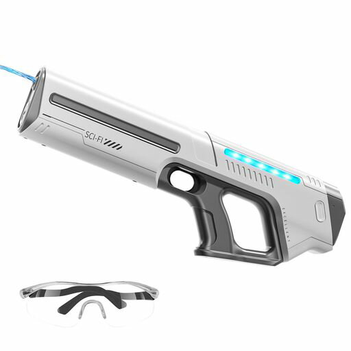 【電動連射+LEDライト】この水鉄砲はトリガーを引くだけで連続発射。発射と同時にLEDが光り、昼も夜も盛り上がります。力がいらず子供から大人まで簡単操作です。 【自動吸水+大容量タンク】ワンタッチで自動吸水。給水の手間なし。大容量タンクで頻...