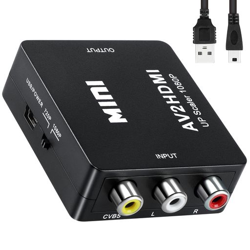 RCAtoHDMI変換コンバーター:アナログRCAコンポジット(赤、白、黄)入力をHDMI720P/1080P(60HZ)出力に変換し、HDTV/モニターに表示します。ドライバーは必要なくて、プラグアンドプレイするだけです。【双方向通信非対...