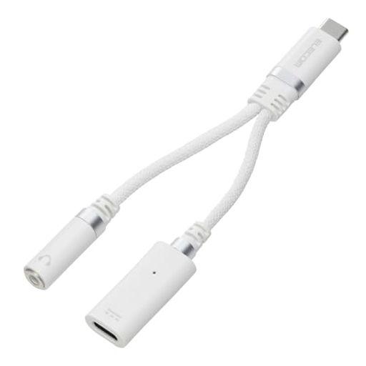 携帯電話 充電しながら音楽・動画視聴ができる。スマートフォンやタブレットなどのUSB Type-C(TM)ポートをφ3.5mmステレオミニジャックとUSB Type-Cポートの2つに変換。ハイレゾ対応音声変換ケーブルです。 充電専用のUSB...