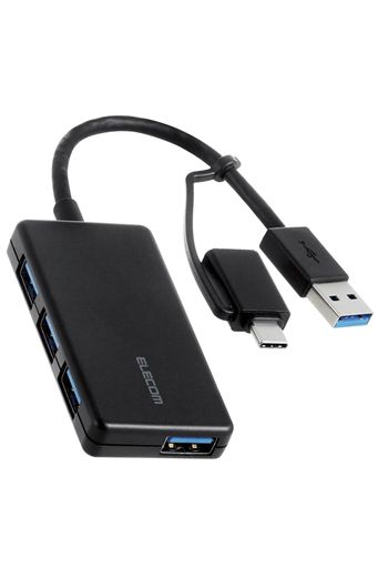 USB-AポートにもUSBType-C(TM)ポートにも接続できる、変換アダプター付きUSB5Gbps(USB3.1(Gen1))ハブです。コネクター部分を変えられるため、パソコンとタブレットの両方で使いたい場合にも、これ一つで手軽に兼用で...