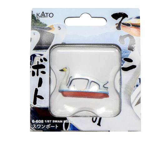 KATOのフィギュアニマル、1/87 スワンボートです。 フルカラー3D印刷完成品。水鳥の目やくちばし、鯉のカラフルな模様などをリアルに再現。KATOジオラマ材料で作ったレイアウトやミニジオラマに相性ピッタリ。 人形が3体載せられるスワンボ...