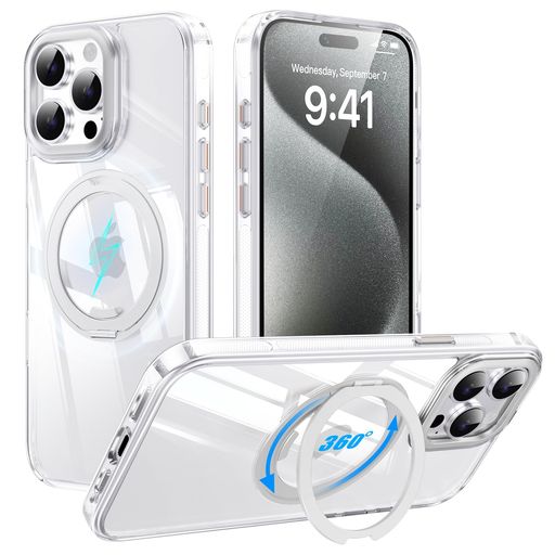 📱 【360°自由回転スタンド・iPhone15ProMax ケース】大画面の iPhone15 Pro Max を毎日快適に使えるよう、360°回転スタンドを搭載した iPhone15ProMax ケース。縦置き・横置き・...