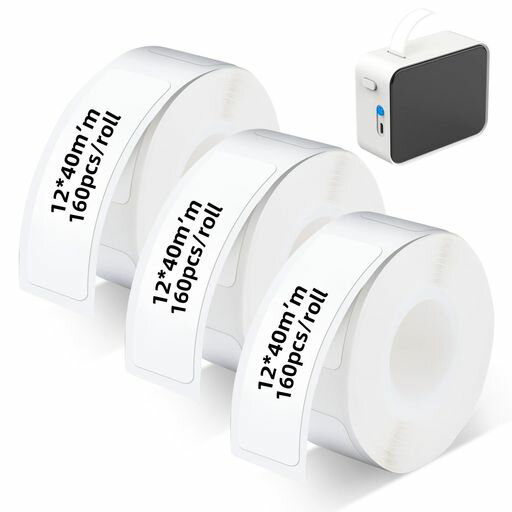パッケージ内容:ラベルテープ3ロール、各ロールに160個、合計480枚入り。各ラベルテープのサイズは約12x40mm/0.47x15.75インチ。 強くて信頼できる素材:当社のラベルメーカーテープは、プレミアム感熱紙と接着剤で作られており、...