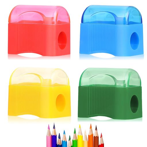 教室、職場、家庭、絵画教室 🌈【カラフル4色セット】 製品サイズ: 2.6x2.2x1.6cm。明るい赤、青、緑、黄色の4色セット。勉強や作業の科目、用途ごとに色分けでき、お子様一人ひとりに専用の削り器を用意できるので、文具...
