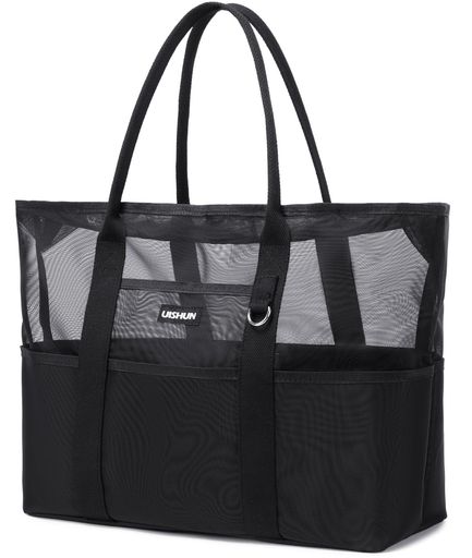 【高密度メッシュの耐久性(従来比品+30%)】特殊強化ナイロンxポリエステル2層構造のプールバッグ、網目密度が従来品より30%向上、耐久性にも優れているため、長期間安心してお使いいただけます。 【自立式&amp;30L大容量ビーチバッグ】メ...