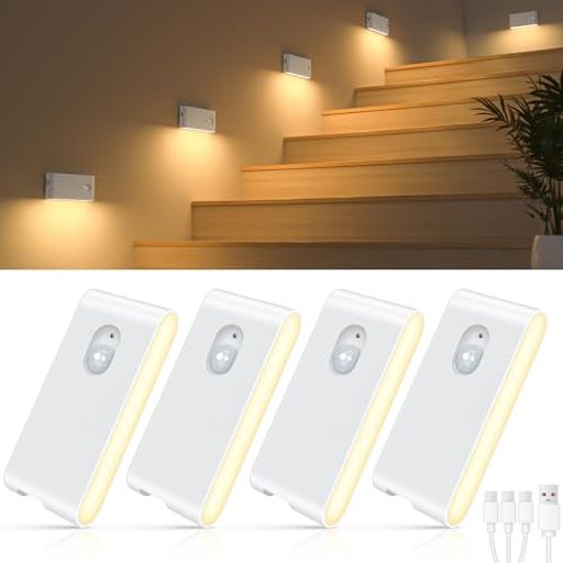 照明(しょうめい) 3-in-1充電で便利、長持ちバッテリー、省エネ、簡単取り付け、やわらかい暖色光 🥰【3-in-1充電&amp;省エネ設計】人感センサーライト 室内用充電式ライトは、3台同時に充電できる便利な3-in-1...