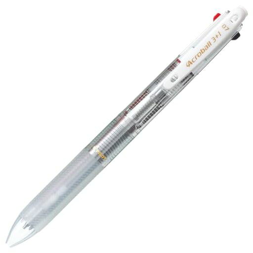 1本に機能満載。あらゆるシーンで活躍する、シャープペンシル付アクロボール。 【サイズ】最大径φ 12.9mm 全長 149mm 【インキ】 油性染料インキ(アクロインキ) 【ペン先】 細字0.7mm(黒・赤・青)、0.5mmシャープ 【方式...
