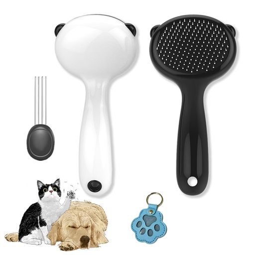 猫用ブラシ, 犬用ブラシ,抜け毛取り,肌にやさしく、耐久性に優れている,抜け毛除去簡単,オールシーズン適応 グルーミング スムージング 【3in1ペットグルーミングブラシ】抜け毛取り:針のビーズが密集的に並べ、抜け毛が楽々に取りと同時に体に...