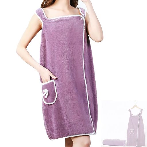 【商品仕様】カラー:パープル(1枚入り)。サイズ:約135cmx80cm。 【肌触りの柔らかさ】サンゴのフリース素材を使用しており、肌に優しく柔らかな触感です。シャワーやお風呂の後に着ると、快適で暖かみを感じることができます。 【ラップタオ...