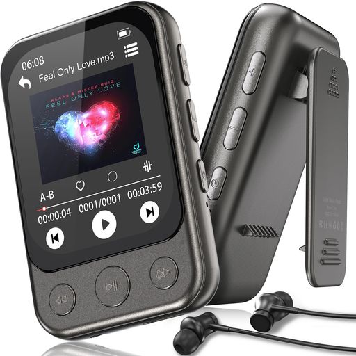 👆🟠[2.0インチIPSタッチ+物理ボタン|ブラインド操作対応クリップMP3プレーヤー]2.0インチIPSHDタッチスクリーン搭載のクリップ式MP3プレーヤー。タッチ操作に加え、物理ボタンを備えているため、画...