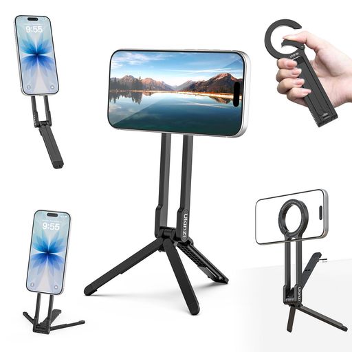 【Magsafe用折りたたみ式スマホ三脚】ウランジMA57はMA30の後継機種で、フックが追加されたのがポイントです。Magsafeスマホ三脚ではスマホを固定する部分が強力マグネットへ進化しスマホをしっかり吸着固定します。片手でわずか0.1...