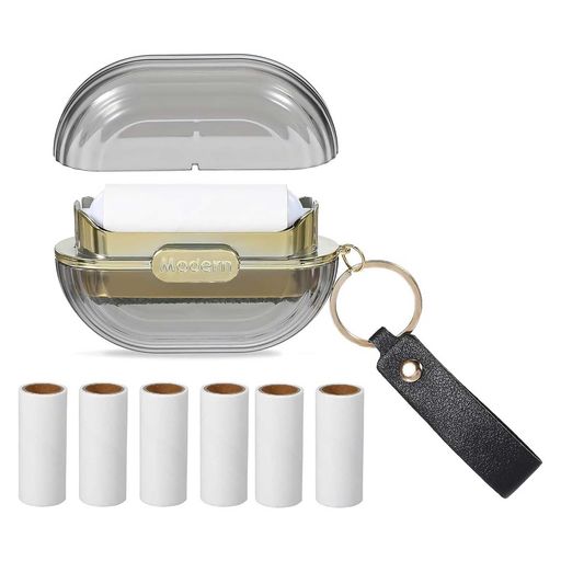 【製品仕様】セット内容:粘着ローラー本体*1個、替えテープ*6巻。サイズ:10*7*4cm、素材:ABS+pp、カラー:グレー、両面使用可能で、コンパクトサイズで持ち運びが容易です。 【材質】高品質の素材を採用し、無毒で、耐久性に優れており...