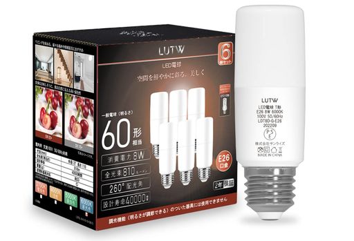 密閉形器具対応 本体サイズ:外径37mmx高さ110mm、本体重量(g):33 定格電圧:100V、定格消費電力:8W 全光束(明るさ):810lm 全方向配光角:約260度 高演色:Ra82 光色:昼光色相当口金:E26 設計寿命:400...