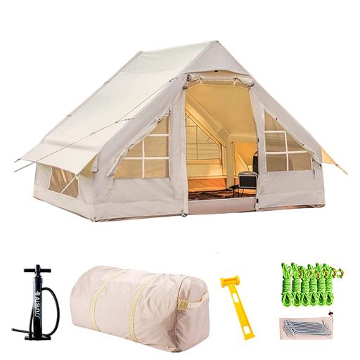 【設営も撤収も簡単】一般的なテントは骨組みのフレームを使うと違って、エアーテントはインフレータブルチューブを採用しているエアーフレームテントです。そのため一般的なテントより設営も撤収も簡単に完成できます。パイプの中に空気を入れて膨張させてセ...