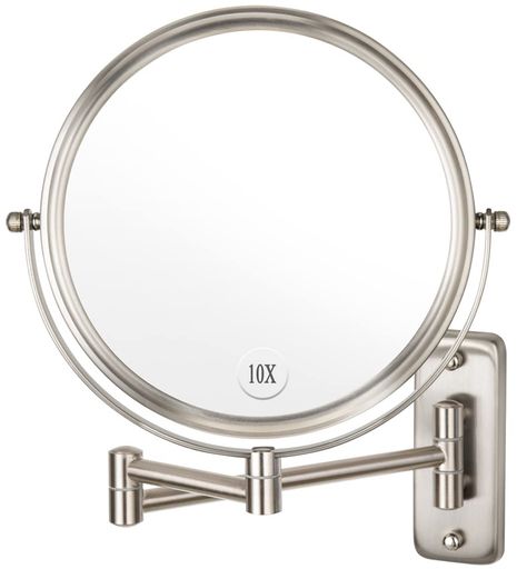 【1X/10X壁掛け拡大鏡】鏡面直径20cmの化粧鏡は顔の状態を全面的に見ることができます。また、両面鏡には倍と10倍の拡大効果があり、1倍は全体の化粧感をリアルに反映し、10倍は顔の細部を拡大し、効果的で繊細なケアを行うことができます。歪...