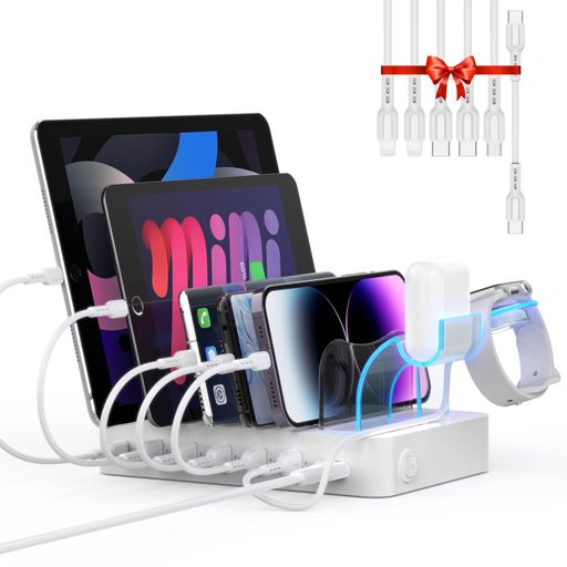 【含まれているケーブル】 6本の混合充電ケーブル:Apple iPhone iPadと互換性のある2本のケーブル、1本のマイクロUSBケーブル、2本のType-Cケーブル、USB C - USB Cケーブル1本。すべてのAppleおよびAn...