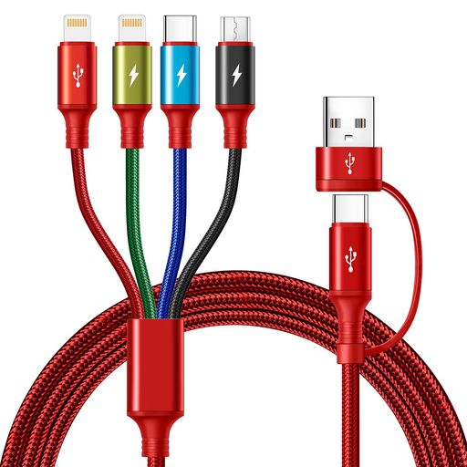 ✨【6イン1充電ケーブル】6イン1充電ケーブルは、A/C変換(入力端)からUSB-C/Lightning/MicroUSB(出力端)までのデザインを採用しており、ほぼ全てのデバイスの充電ニーズに対応しています。1本ケーブルによる全てのデバイ...