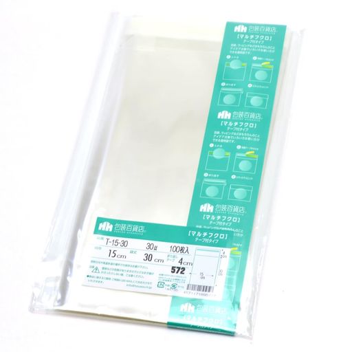 【材質】OPPフィルム 【厚み】 30ミクロン 【入数】 100枚 【仕様】テープ付き