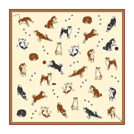 全体に可愛らしい柴犬が描かれた柄約50x50cm