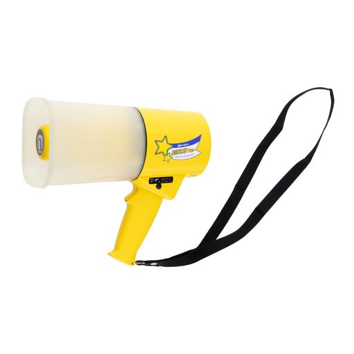 使用乾電池単三乾電池6個 出力定格4.5W・最大6W 通達距離(JEITA):音声時約160m、ホイッスル時約250m 電地持続時間音声時13時間、サイレン時約70分 寸法:口径112.5x112.5mm、全長230mm 質量:約580g(...