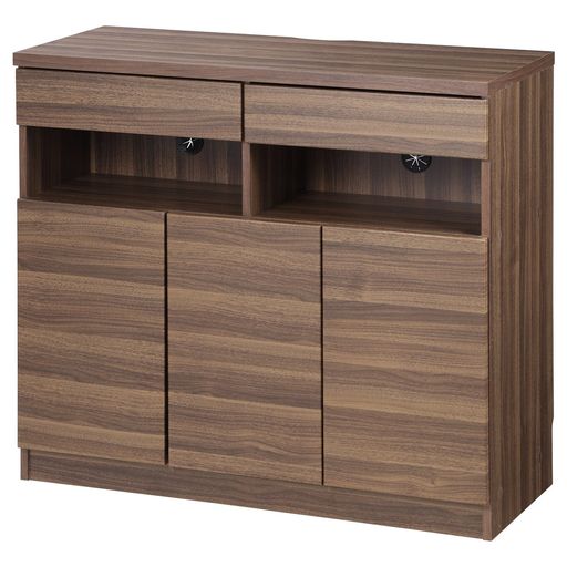【サイズ】幅90x奥行37.5x高さ80cm、重量:32kg、引出内寸(有効):幅37x奥行22x高さ6.5(8.5)cm(2杯)、オープン部有効内寸:幅42x奥行25.5x高さ13.5cm(2か所)、扉内内寸(左/右)(間口):幅56.5...