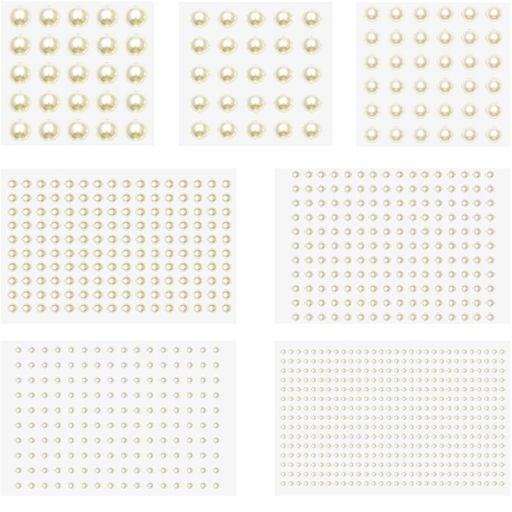 【セット内容】パールシール7枚セット、7種類のサイズ:3mm450粒、4mm160粒、5mm160粒、6mm160粒、8mm36粒、10mm25粒、12mm25粒。 【高品質】高品質の樹脂素材で作られており、無毒、無臭で、安心してご使用いた...