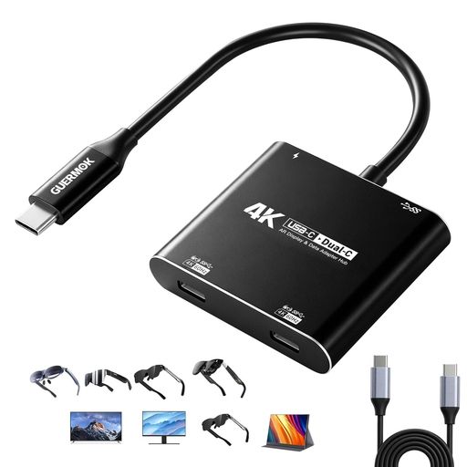 【ARグラスでデュアルスクリーン・マルチプレイヤーゲーム】1mのフル機能USB-Cケーブルが付属しており、安定した映像・データ・電力伝送を実現します。Switch 2のデュアルスクリーン出力を最大4K@60Hzでサポート。2人のプレイヤーが...